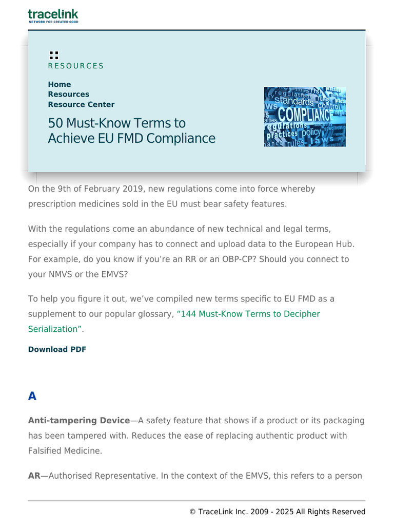 EU FMD Compliance: Key Terms Explained | PDF | Barcode