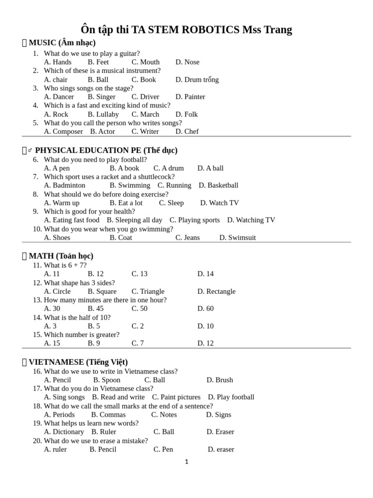 STEM Robotics Exam Review Guide | PDF | Robot | Robotics