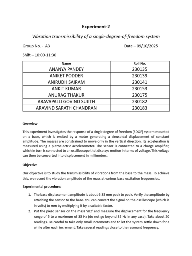 ME333-Exp2 Lab Report-Group A3 | PDF | Resonance | Damping