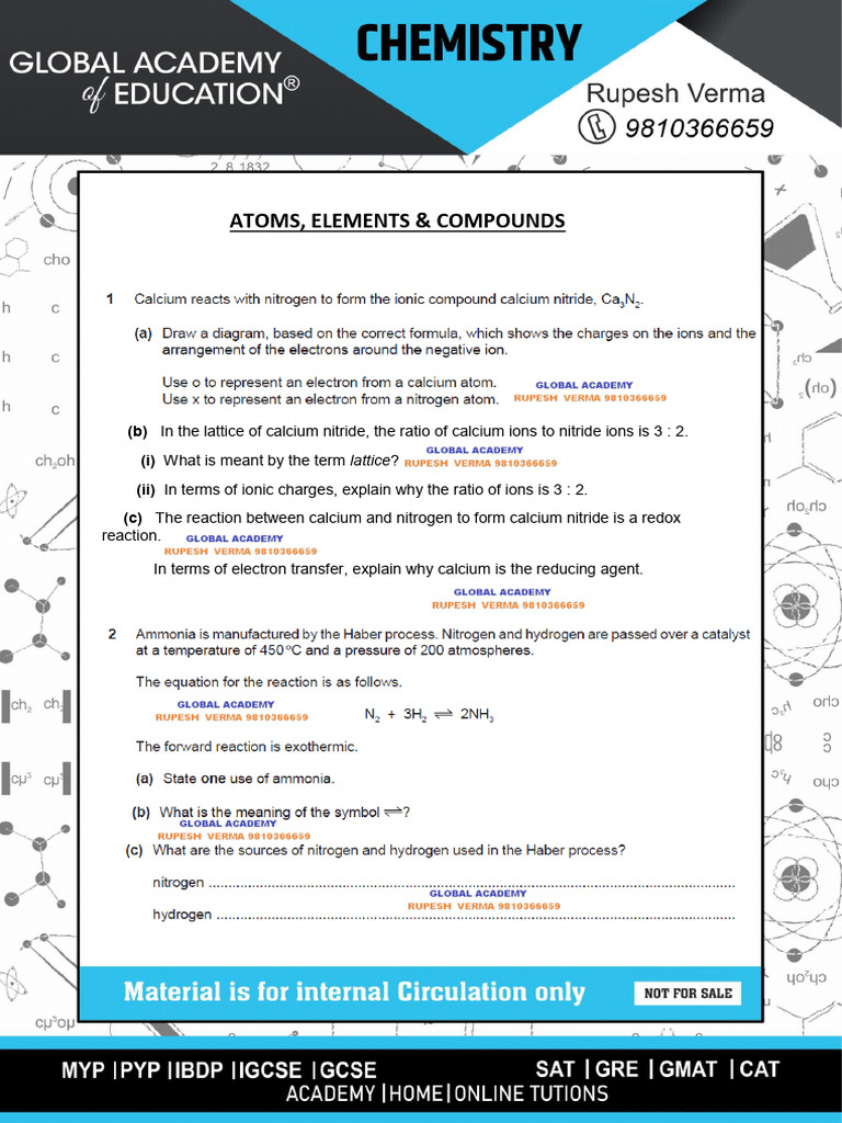 Atoms, Elements & Compounds 2 Qs | PDF