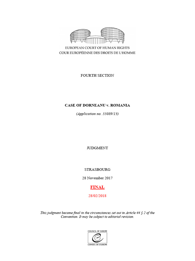 Case of Dorneanu v. Romania | PDF | Oncology | European Convention On ...