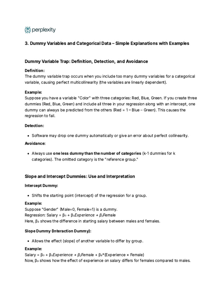 Dummy Variables and Categorical Data - Simple E | PDF ...