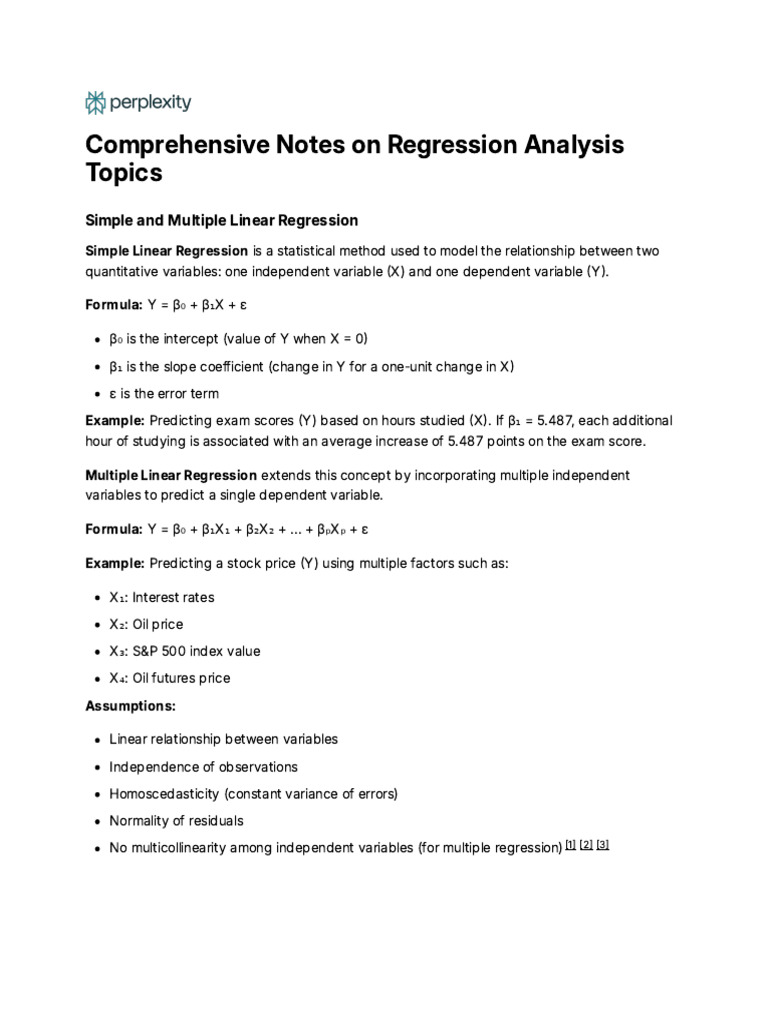 Comprehensive Notes On Regression Analysis Topics | PDF | Linear ...