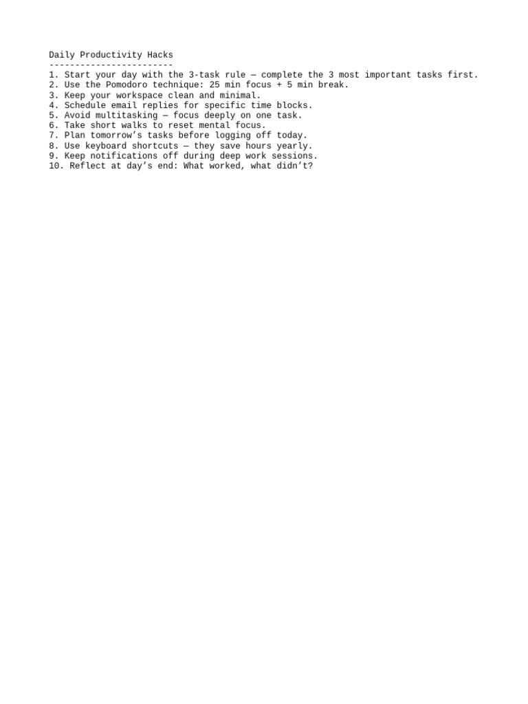 Effective Daily Productivity Tips | PDF