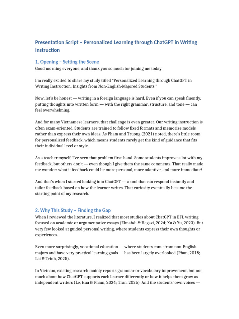 Personalized_Learning_Presentation_Script | PDF | Learning | Procedural Knowledge