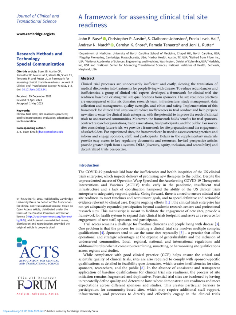 Clinical Trial Site Readiness Framework | PDF | Clinical Trial | Mentorship