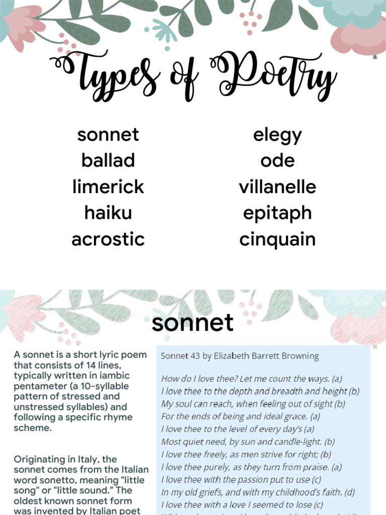 Types of Poetry: Forms and Definitions | PDF | Poetry | Metre (Poetry)
