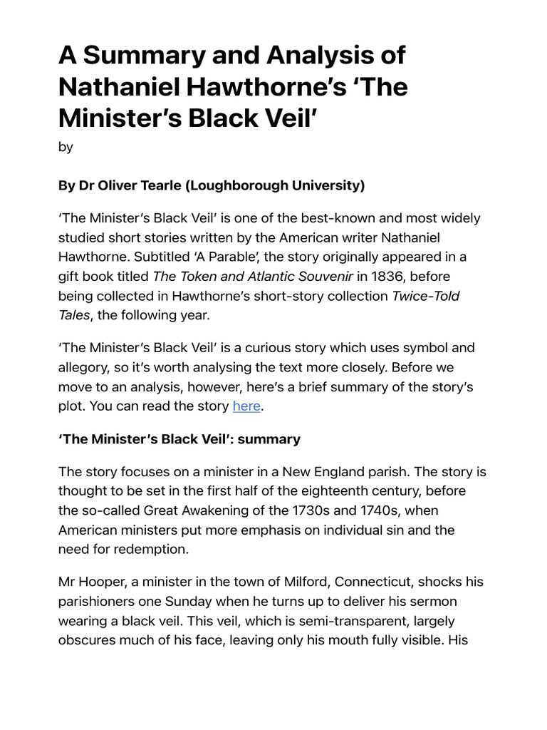 Summary of Hawthorne's Black Veil | PDF