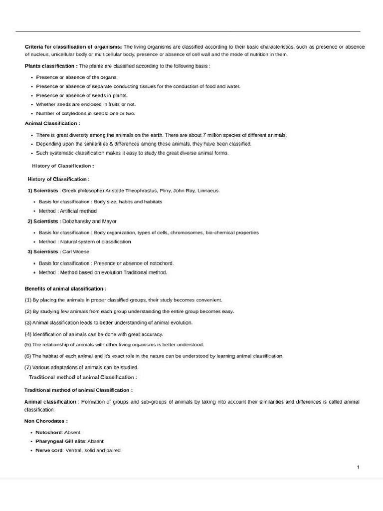 10TH Animal Classification Notes - 054955 | PDF