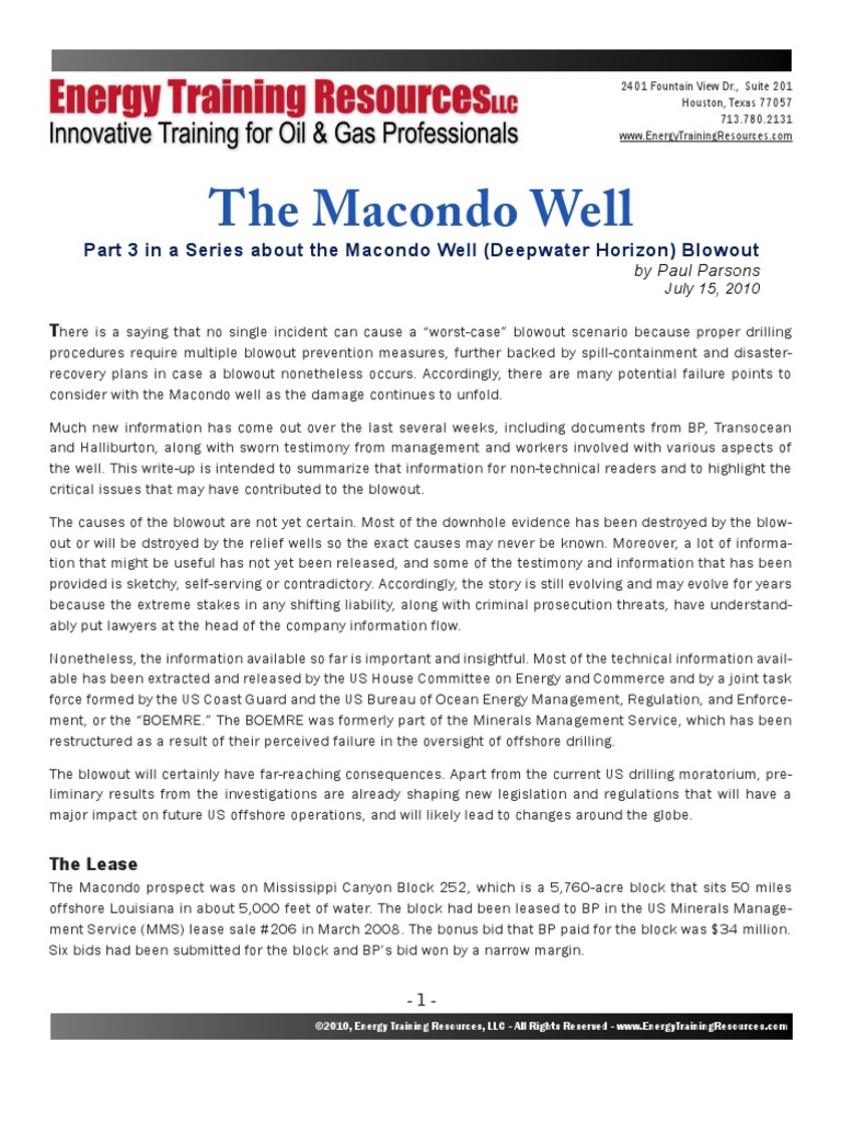 Part 3 in A Series About The Macondo Well (Deepwater Horizon) Blowout ...