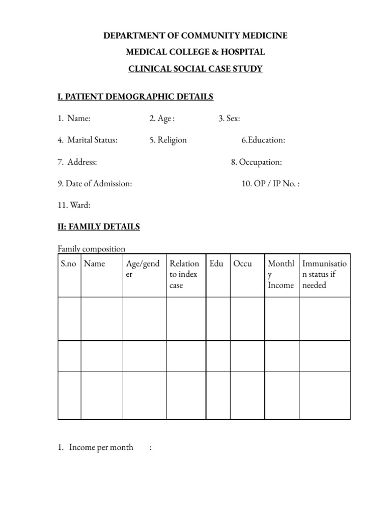 Proforma for Clinical Social Cases | PDF | Pregnancy | Calorie