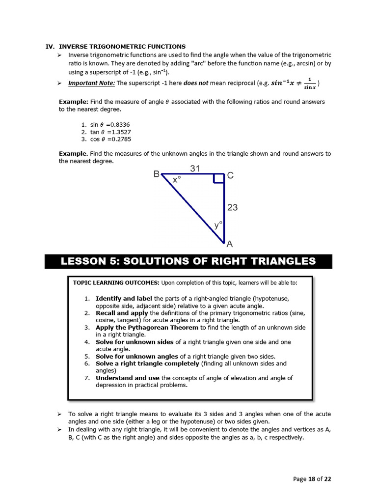 Inverse Trigonometric Functions Explained | PDF | Trigonometric ...