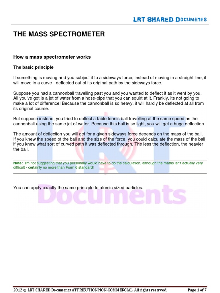 The Mass Spectrometer | PDF | Mass Spectrometry | Electron