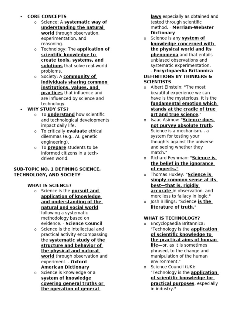 STS Summary Reviewer | PDF | Science | Knowledge