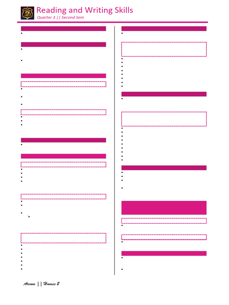 Reading and Writing Skills Overview | PDF | Argument | Definition