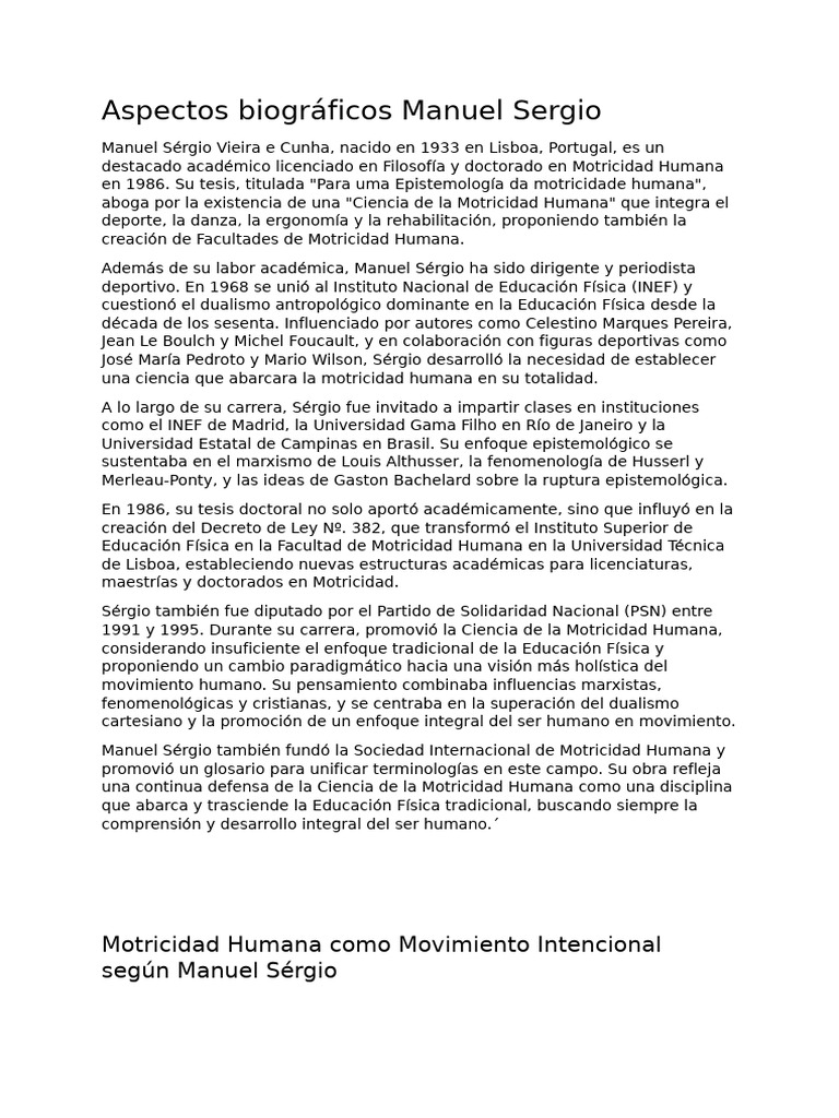 Biografía y Filosofía de Manuel Sérgio | PDF | Trascendencia (filosofía ...