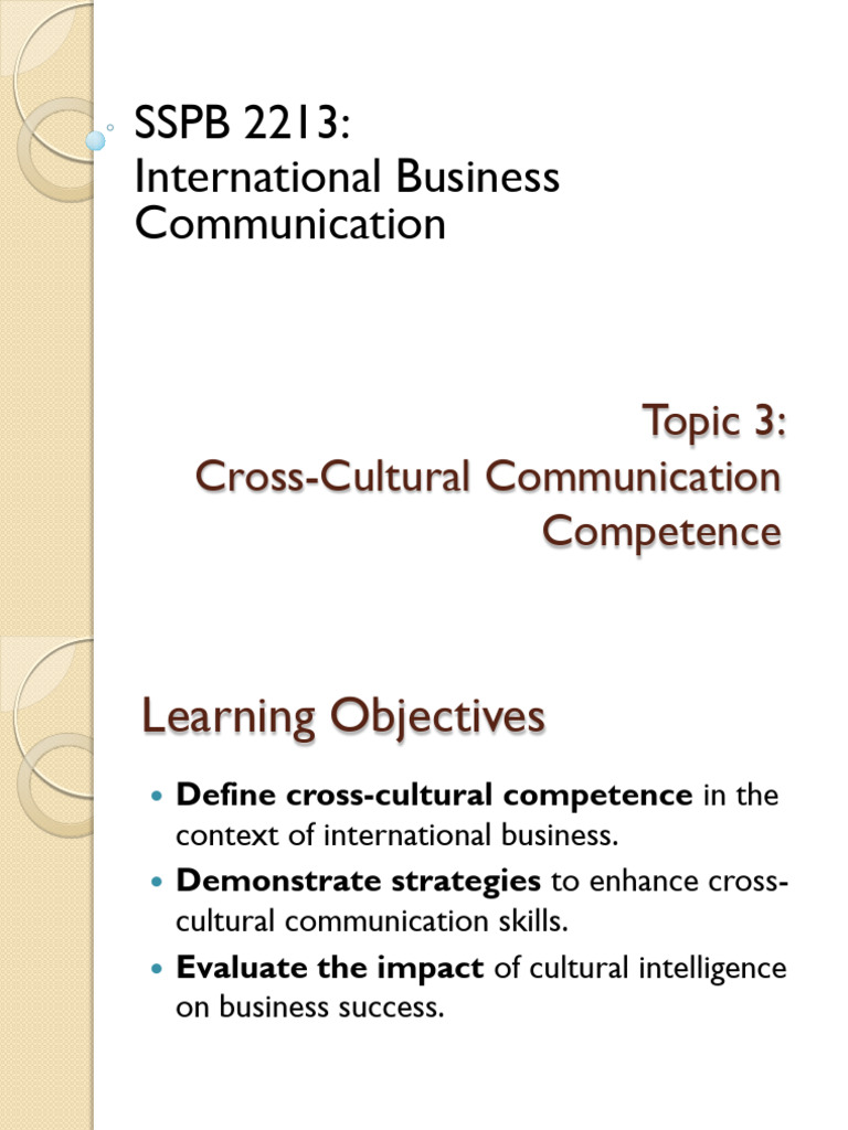 Topic 3 - Cross Cultural Communication and Competence | PDF ...