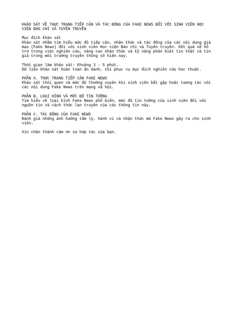 Intro Khao Sat Fake News AJC Plain | PDF