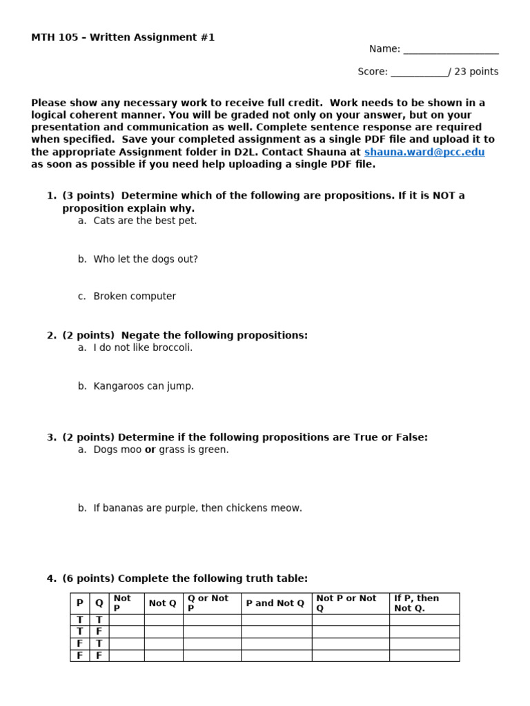 MTH105 WrittenAssignment1 1 | PDF | Mathematical Logic | Logic
