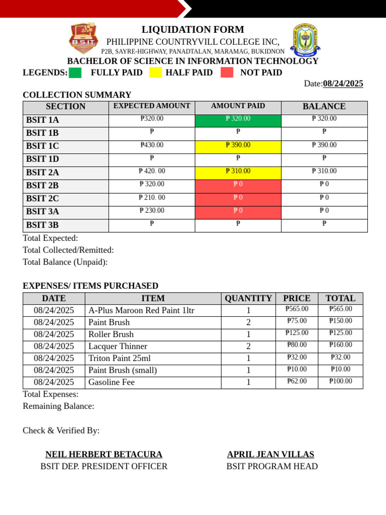 Liquidation Form | PDF