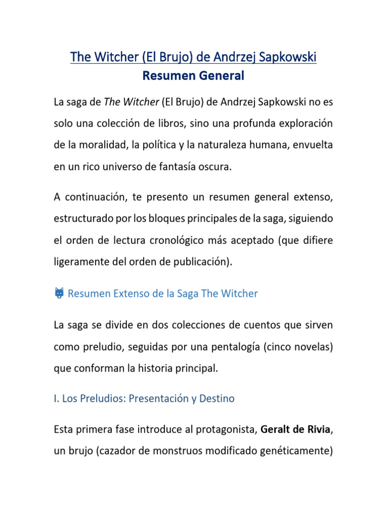 Resumen de la Saga The Witcher | PDF