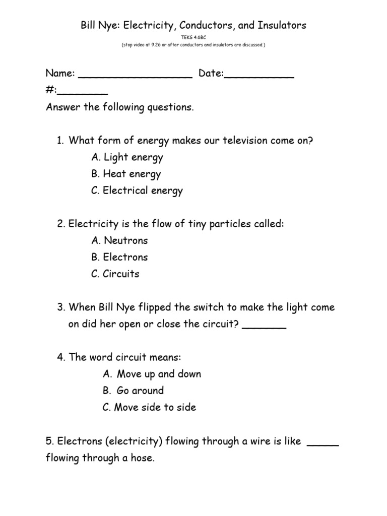 Teks 4.6Bc (Stop Video at 9.26 or After Conductors and Insulators Are ...