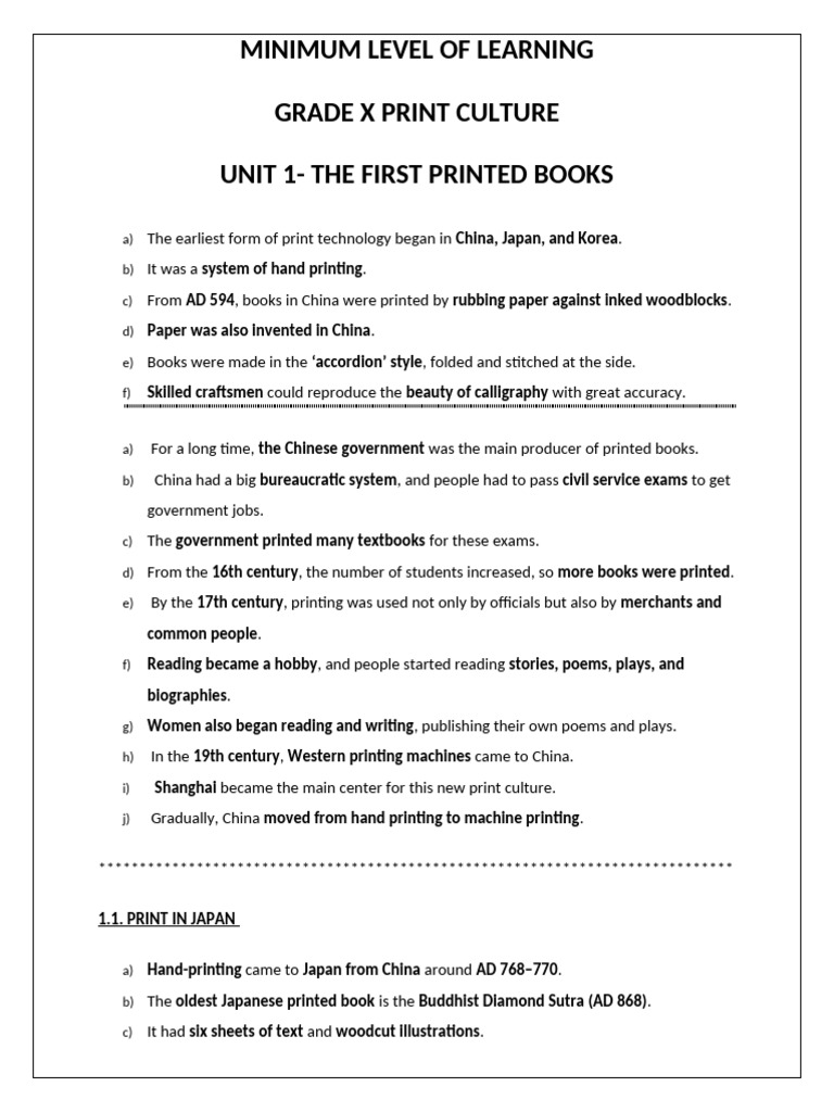 Minimum Level of Learning CH 5 His | PDF | Printing | Books