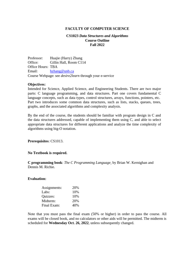 Course Outline 1023 | PDF | Computer Programming | Plagiarism