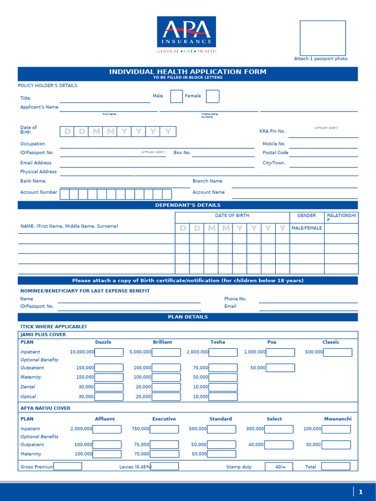 Individual Health Application Form | PDF | Medical Specialties ...