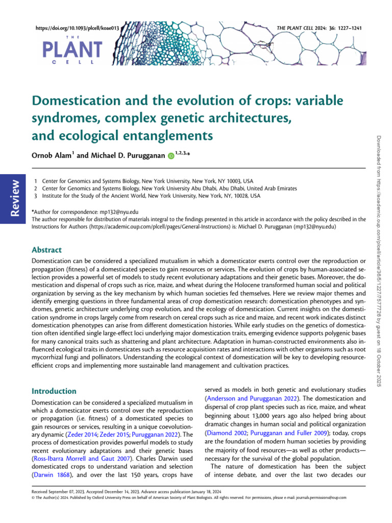 Crop Domestication and Evolution Insights | PDF | Domestication ...