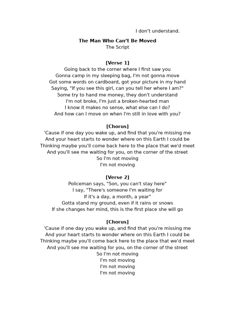 The Man Who Can't Be Move (LYRICS) | PDF
