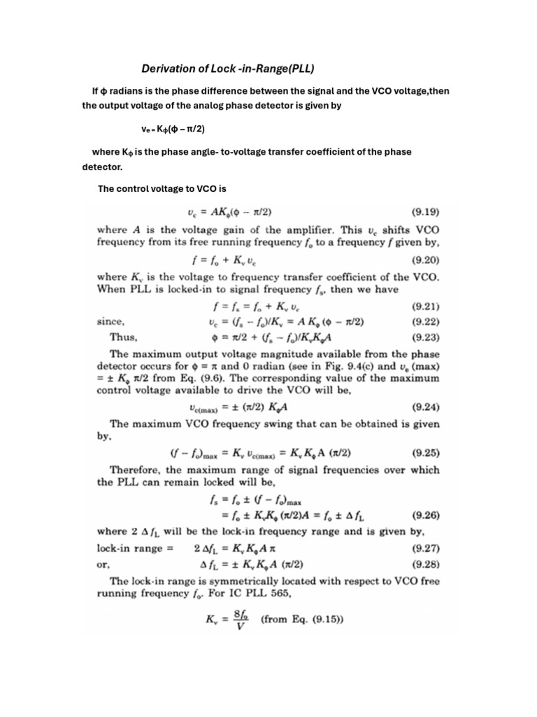PLL Derivations & Applications | PDF | Detector (Radio) | Frequency ...