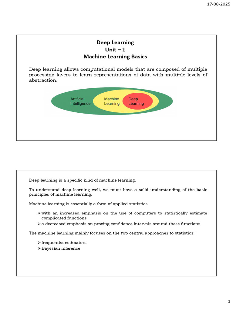 DL - 1 Machine Learning Basics | PDF | Machine Learning | Deep Learning