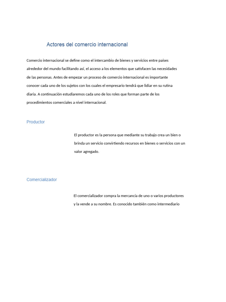 Actores Del Comercio Internacional | PDF | aduana | El comercio ...