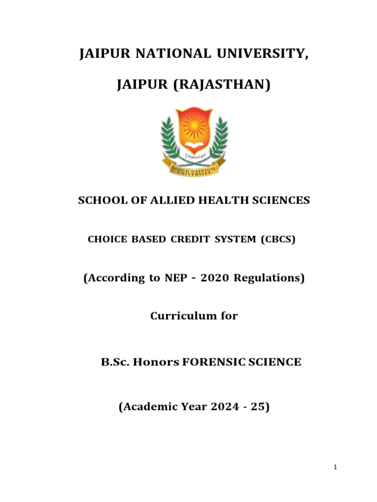 B.Sc. Forensic Science Curriculum Overview | PDF | Forensic Science ...