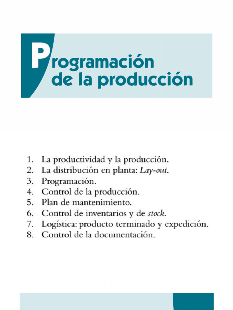 Programación y Control de Producción | PDF | Planificación | Mercado ...