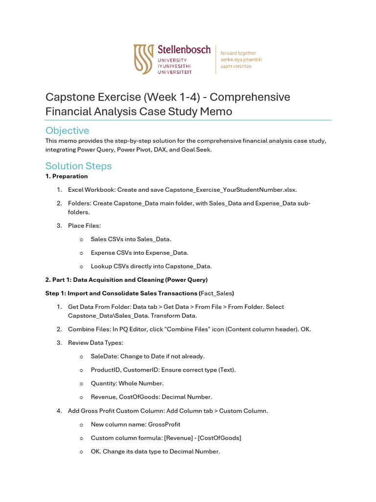 Capstone Exercise (T1-4) Step-By-step Memo | PDF | Gross Margin | Microsoft Excel
