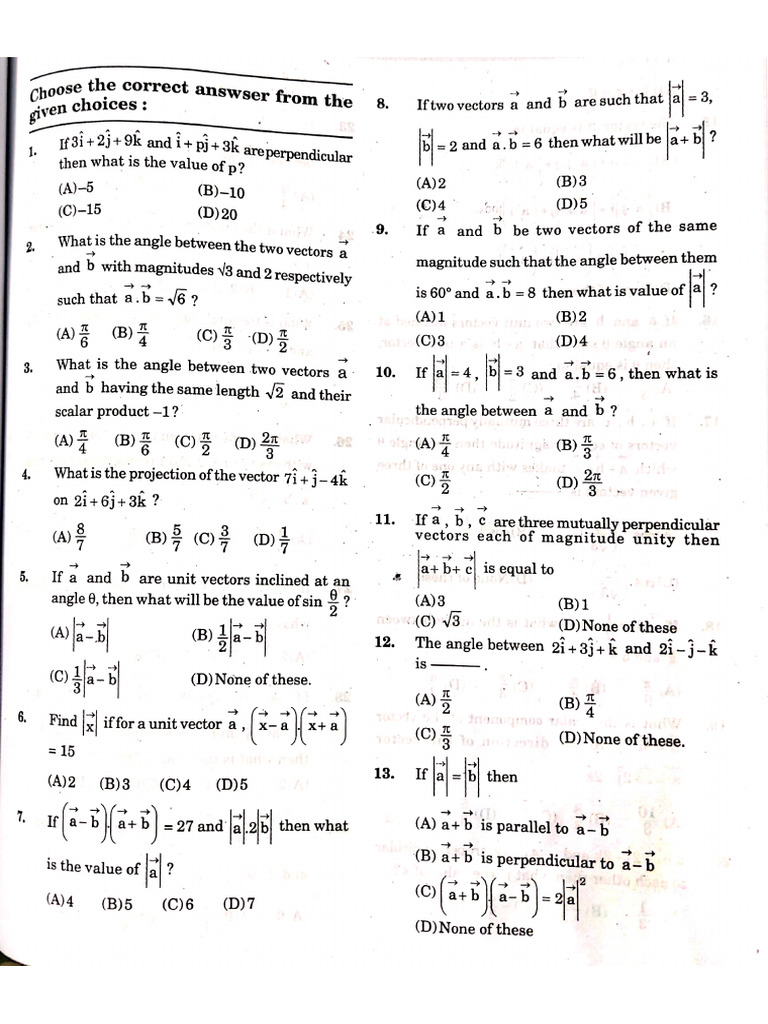 Vector MCQ | PDF