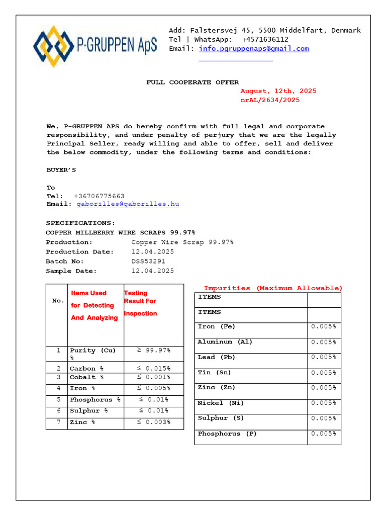 Fco Copper Millberry Wire Scraps | PDF | Invoice | Receipt