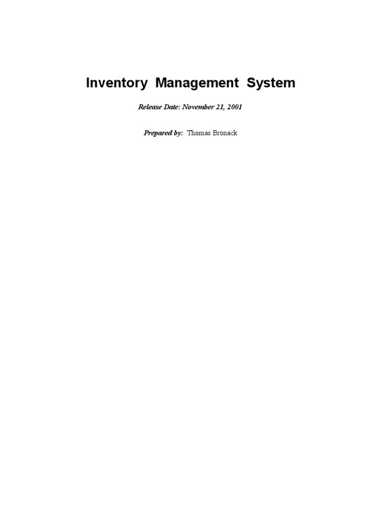 Inventory Management System | PDF | Inventory | Production And ...