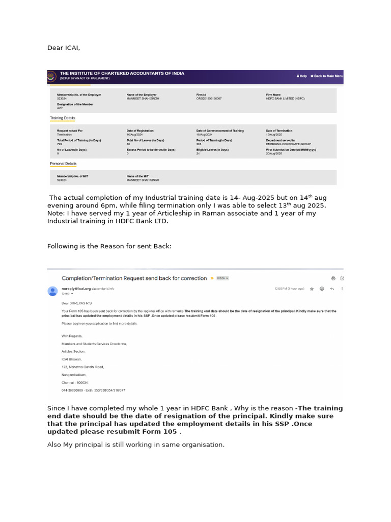 Industrial Training Completion Issue | PDF