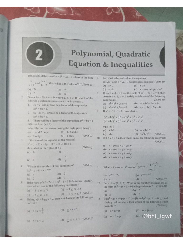 Polynomial, quadratic equation | PDF