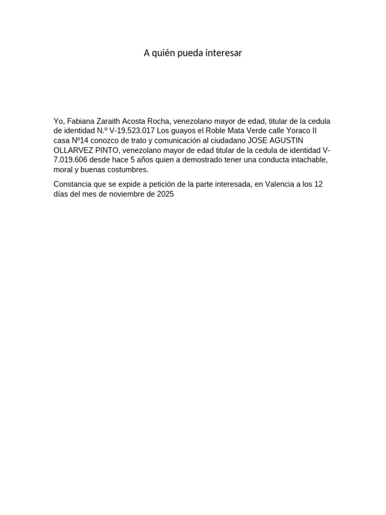 A Quién Pueda Interesar | PDF