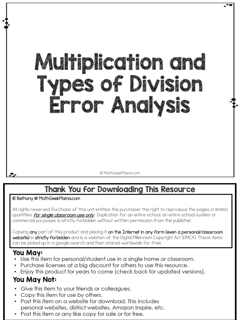 Multiplication Types of Division Error Analysis Practice | PDF ...