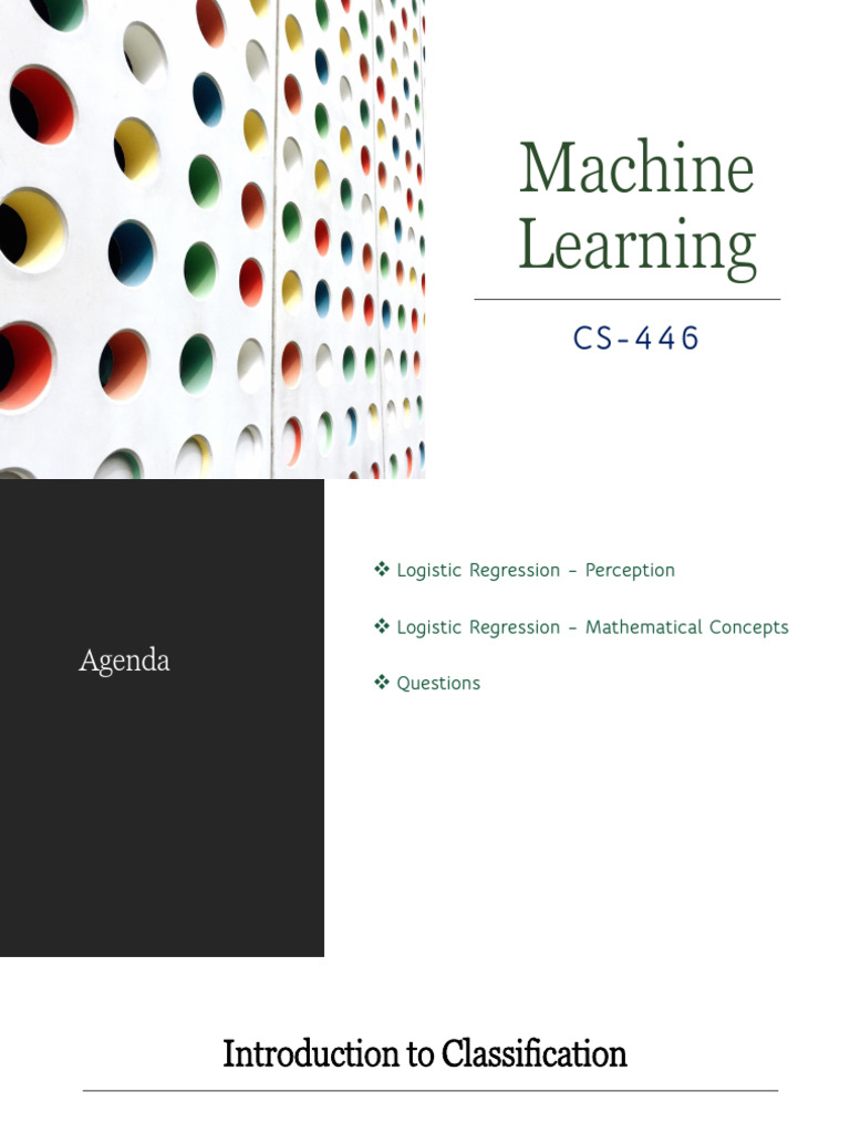 Machine Learning - Lecture 4 - Logistic Regression | PDF | Statistical Classification | Logistic ...