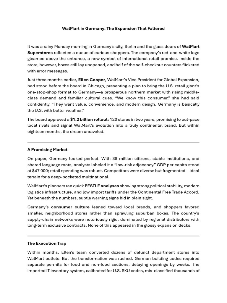 Case_Walmart in Germany | PDF | Walmart | Brand