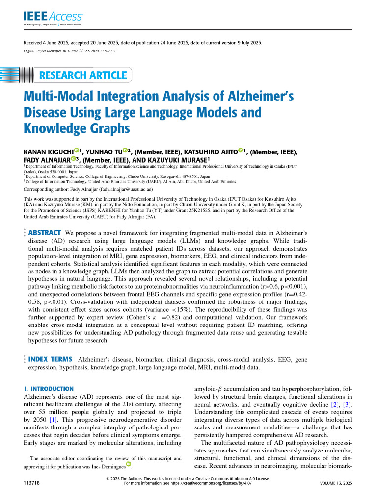 Multi-Modal Integration Analysis of Alzheimers Disease Using Large Language Models and Knowledge ...