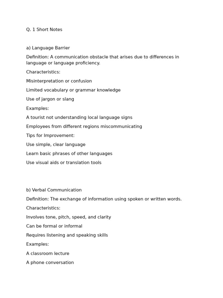 Communication Skills Notes | PDF | Communication | Nonverbal Communication