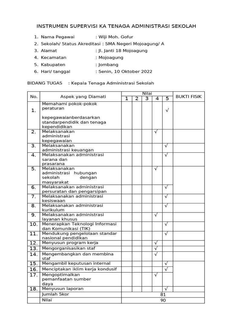 Supervisi Tenaga Kependidikan | PDF