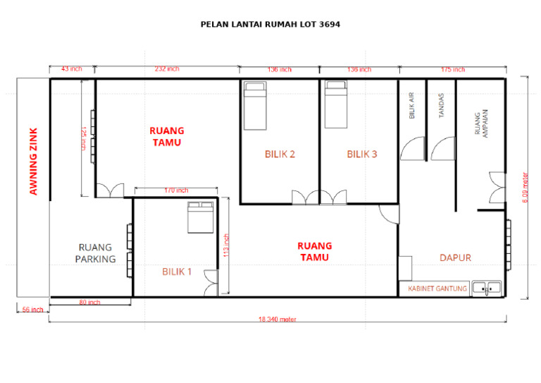 Pelan Lantai Rumah Lot 3694 | PDF